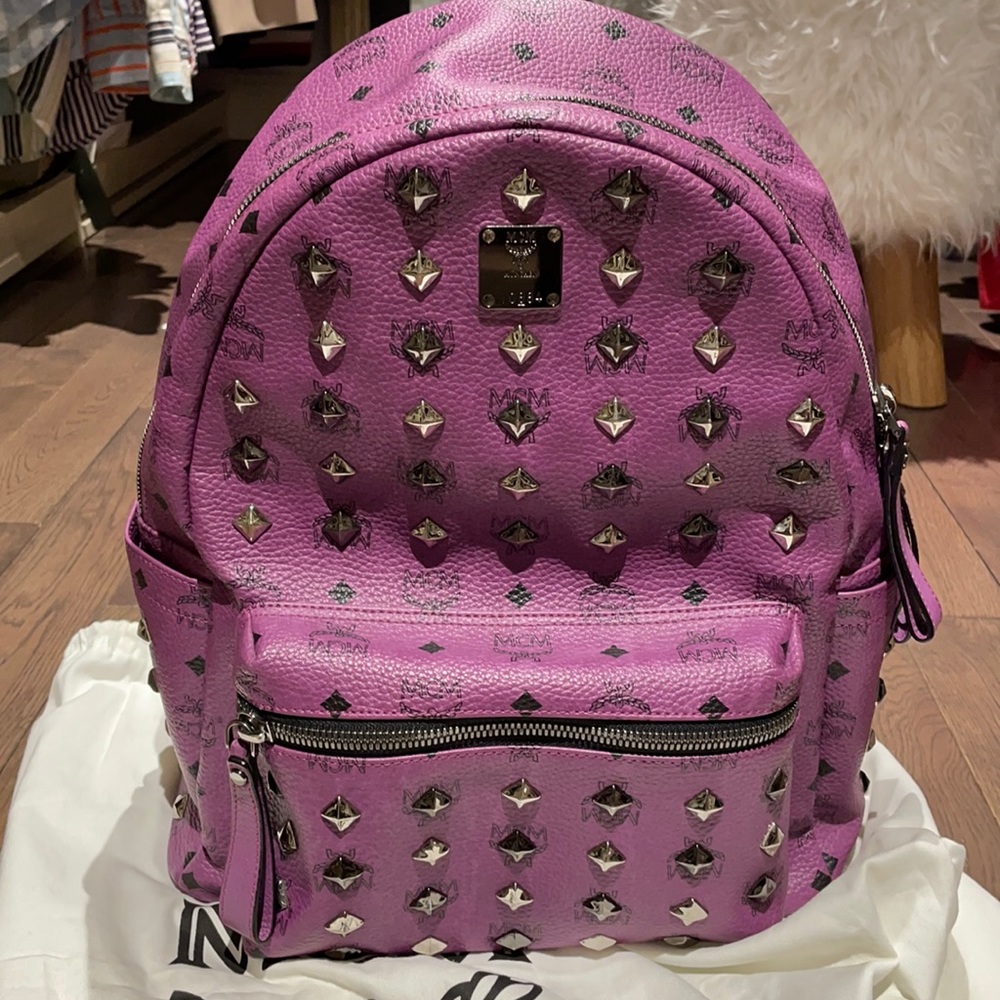 Authentic Mcm Stark Stud Backpack - Gem
